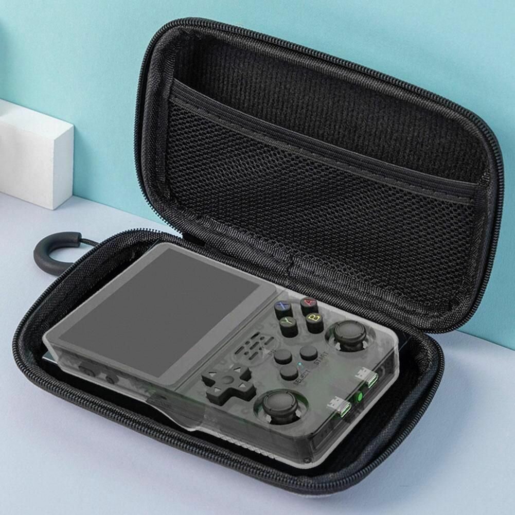 Чехол для хранения игровой консоли R36S/R35S из EVA+ткань, портативная сумка на молнии с карманом для кабеля черный