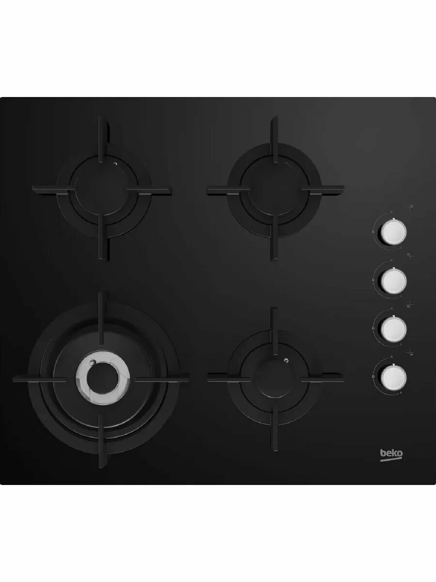 Варочная поверхность Beko HILW64122S черный, с конфоркой WOK, электроподжиг и газ-контроль