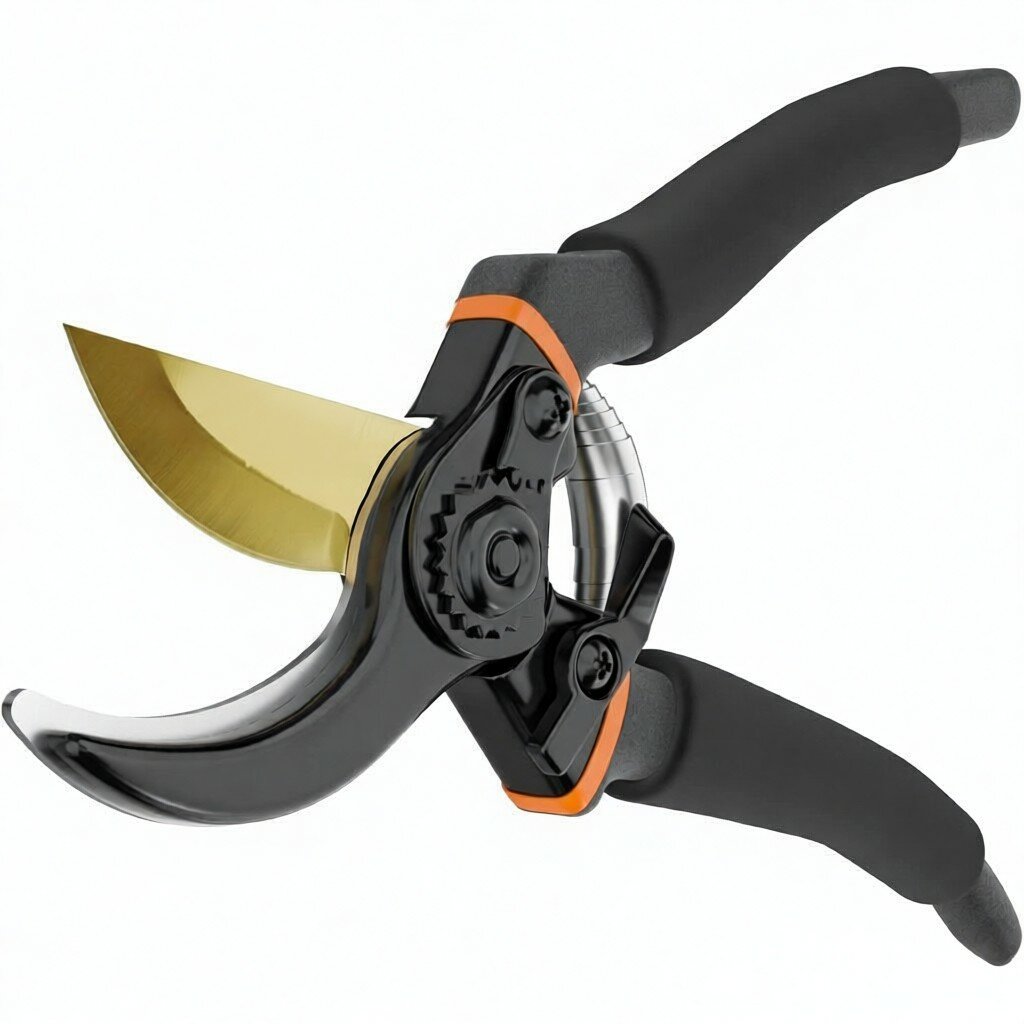 Professional Premium Titanium Bypass Pruning Shears, 8", Titanium Coated, Aluminum alloy Handle, Titanium Aluminum PVC Material, Anti-Slip Grip, Heavy duty, Garden Scissors, Lawn and gardening, Gift Box / Set, 260 Weight