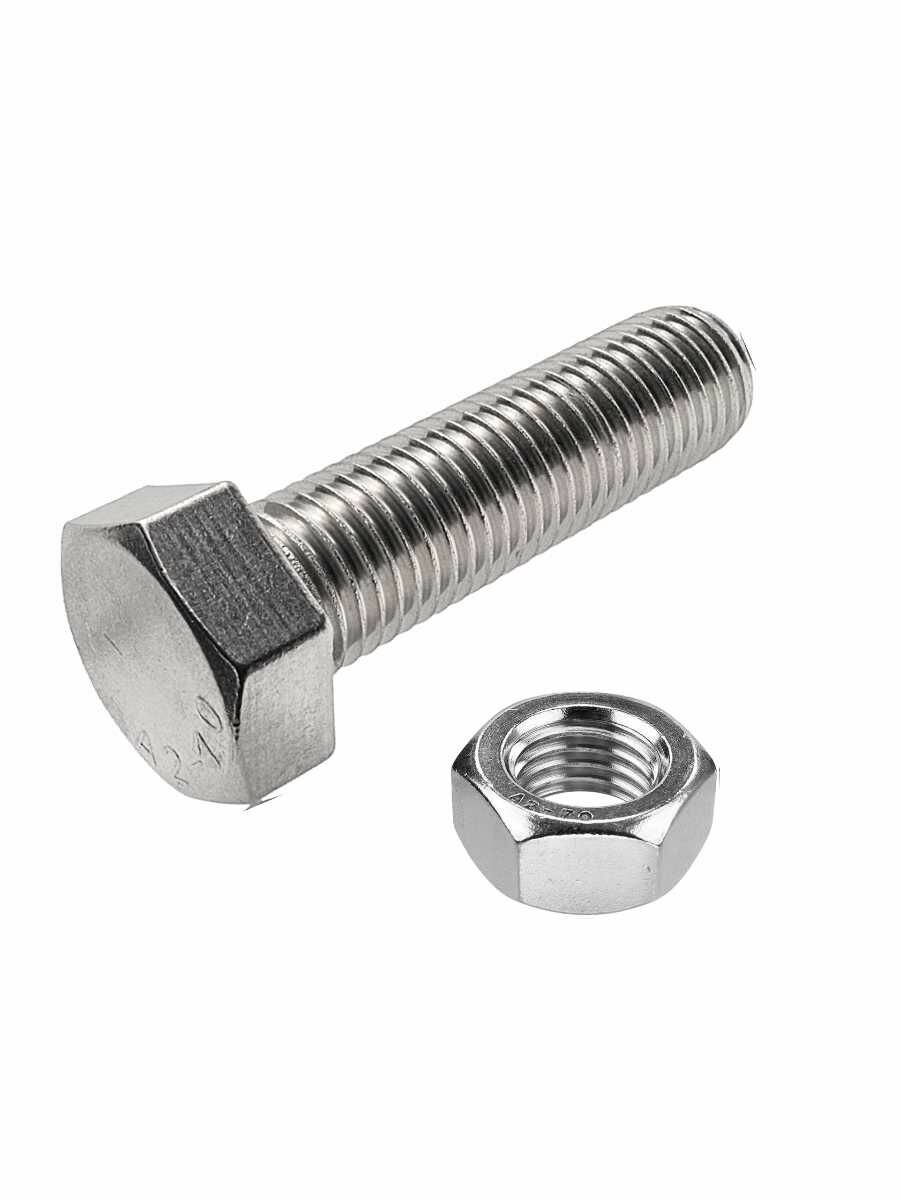 Болт нержавеющий 23 болта М3x20 мм DIN 933 с гайкой, 10 шт. 11456