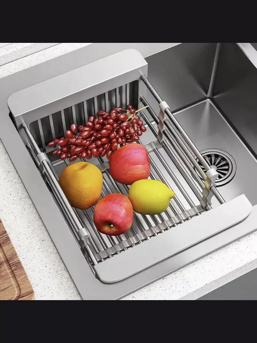 Сушилка для посуды, нержавеющая сталь, серая, подвесная, раздвижная