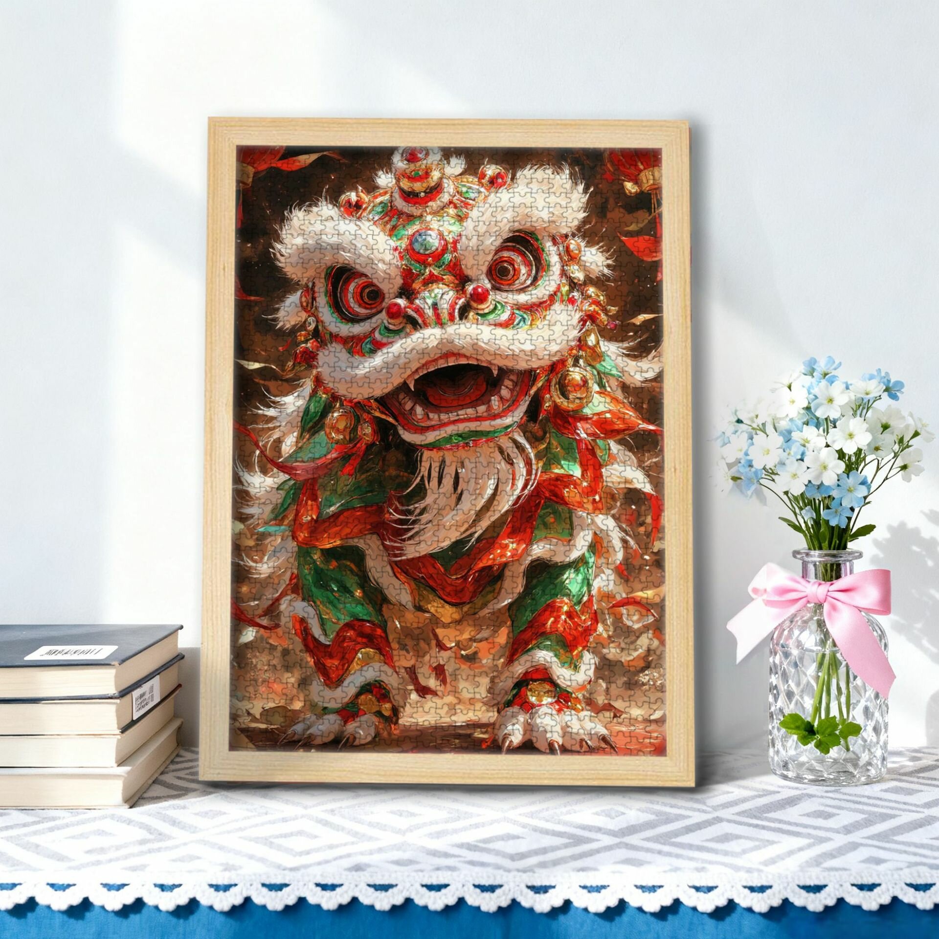 Национальный тренд деревянный пазл 1000 деталей танец льва для взрослых высокая сложность сборки снятие стресса образовательный подарок тысяча деталей модная игрушка