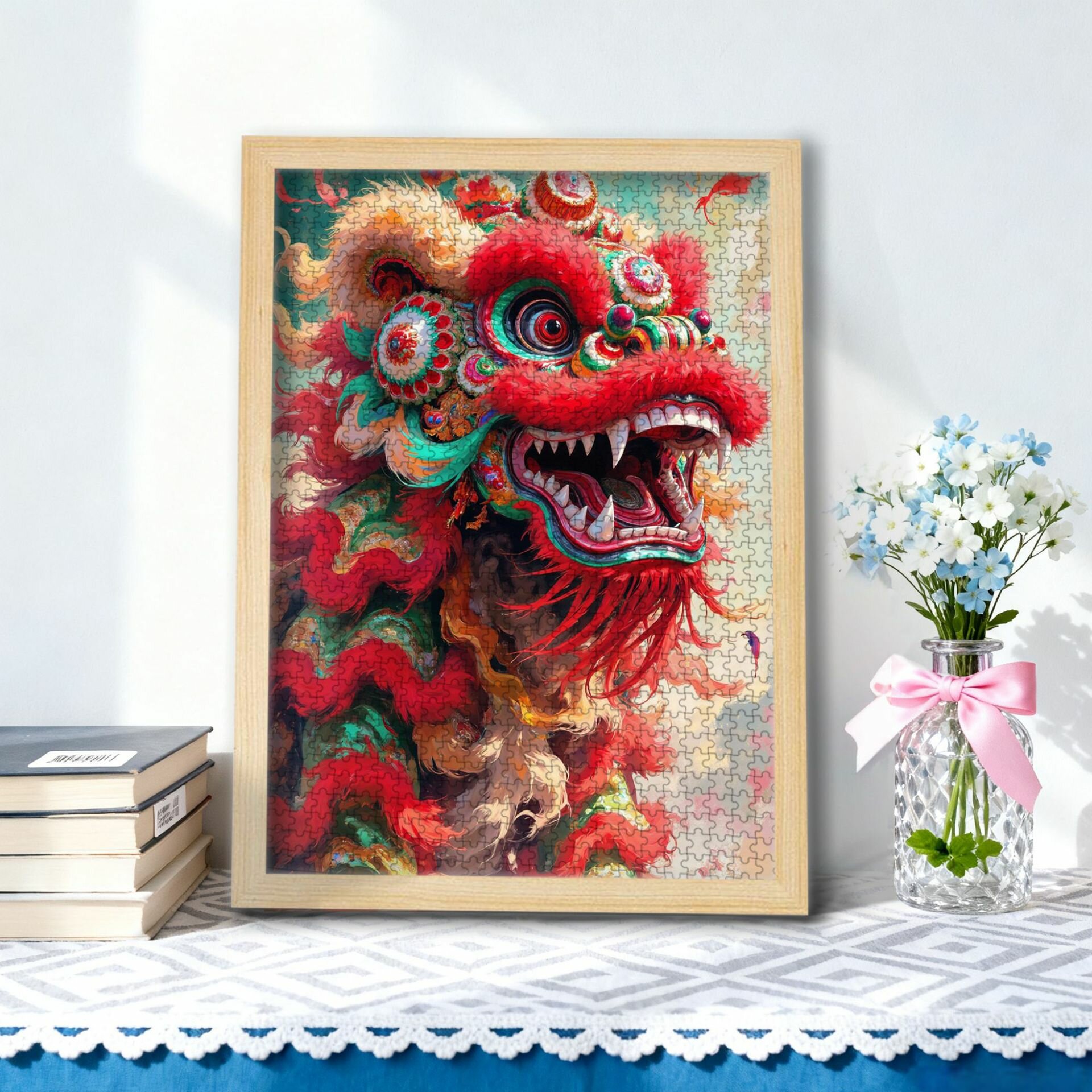 Национальный тренд деревянный пазл 1000 деталей танец льва для взрослых высокая сложность сборки снятие стресса образовательный подарок тысяча деталей модная игрушка