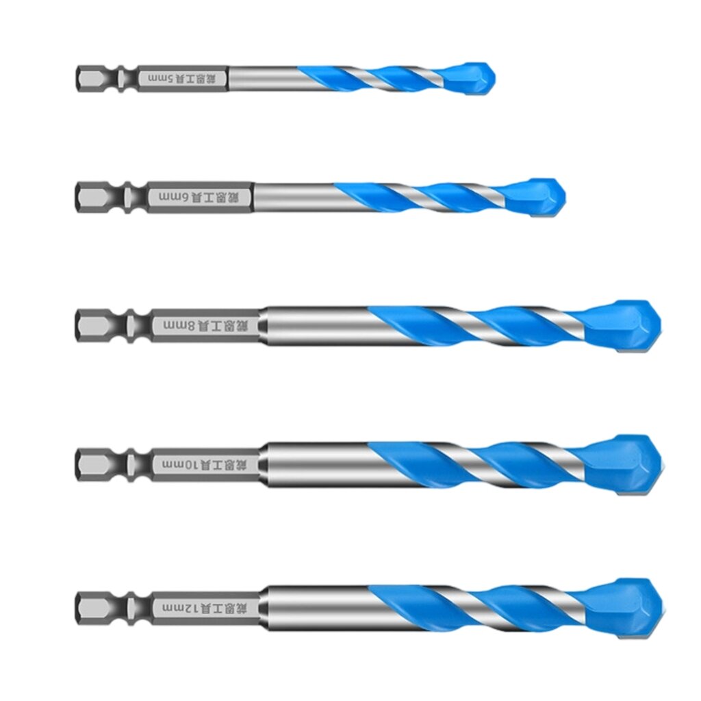 5 перфорированных бетоном сверл overlord с шестигранным хвостовиком, 5мм6мм8мм10мм12мм