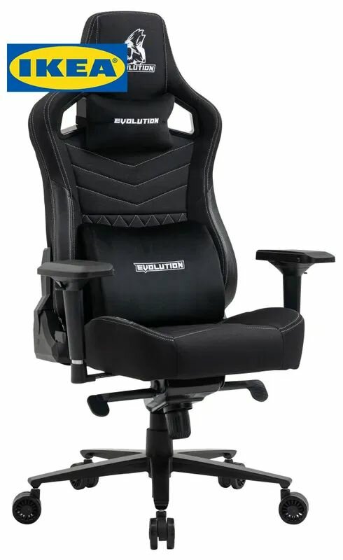 Игровое компьютерное кресло EVOLUTION NOMAD Black/White, тканевое