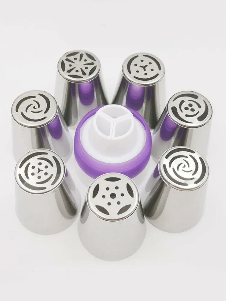 Набор адаптеров для кондитерской сумки Tulip с 7 насадками, нержавеющая сталь, цвет серебристый, тип адаптер для кондитерской сумки, количество насадок 7, форма насадки Tulip, артикул 1993614344, код продавца GM-zy5s