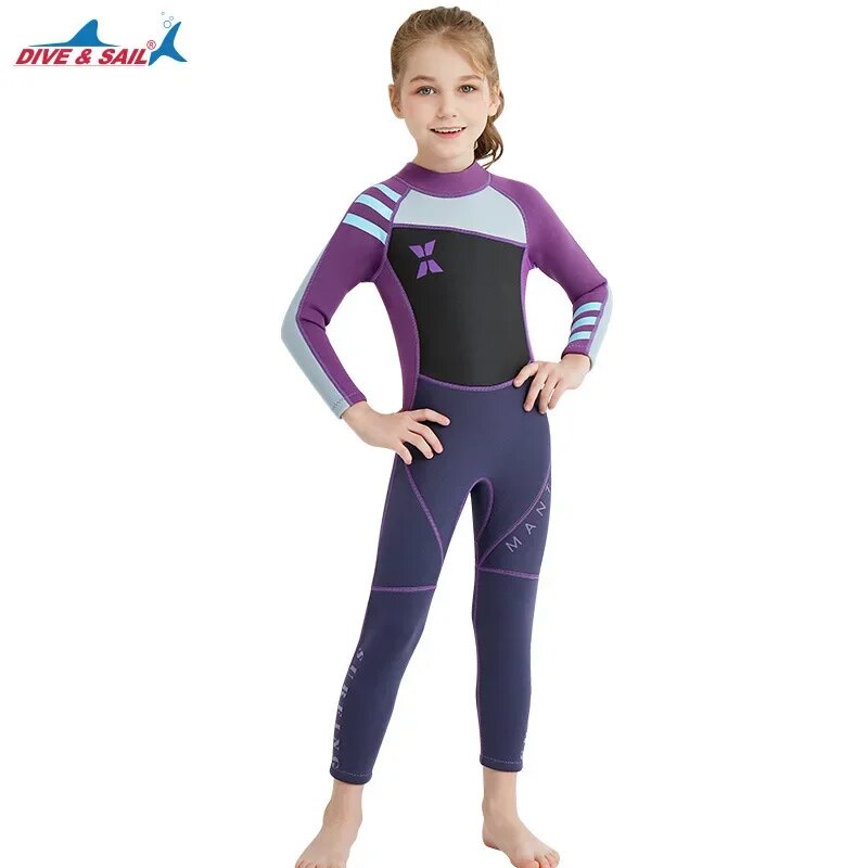 Детский гидрокостюм DIVE&SAIL WS-18819/18818 2,5 мм L 115-125cm20-28kg, Purple Long sleeve