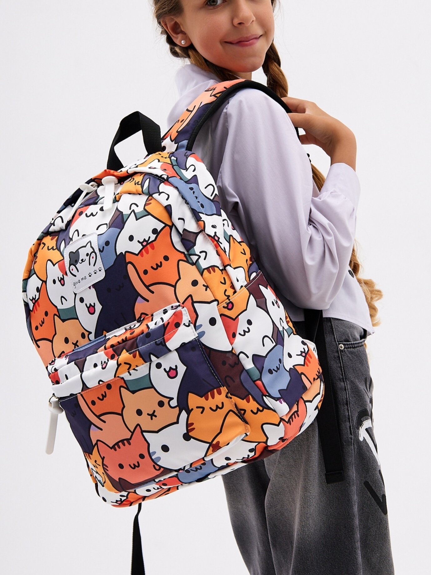 Рюкзак городской для подростков в школу "Котики" Babystar Market