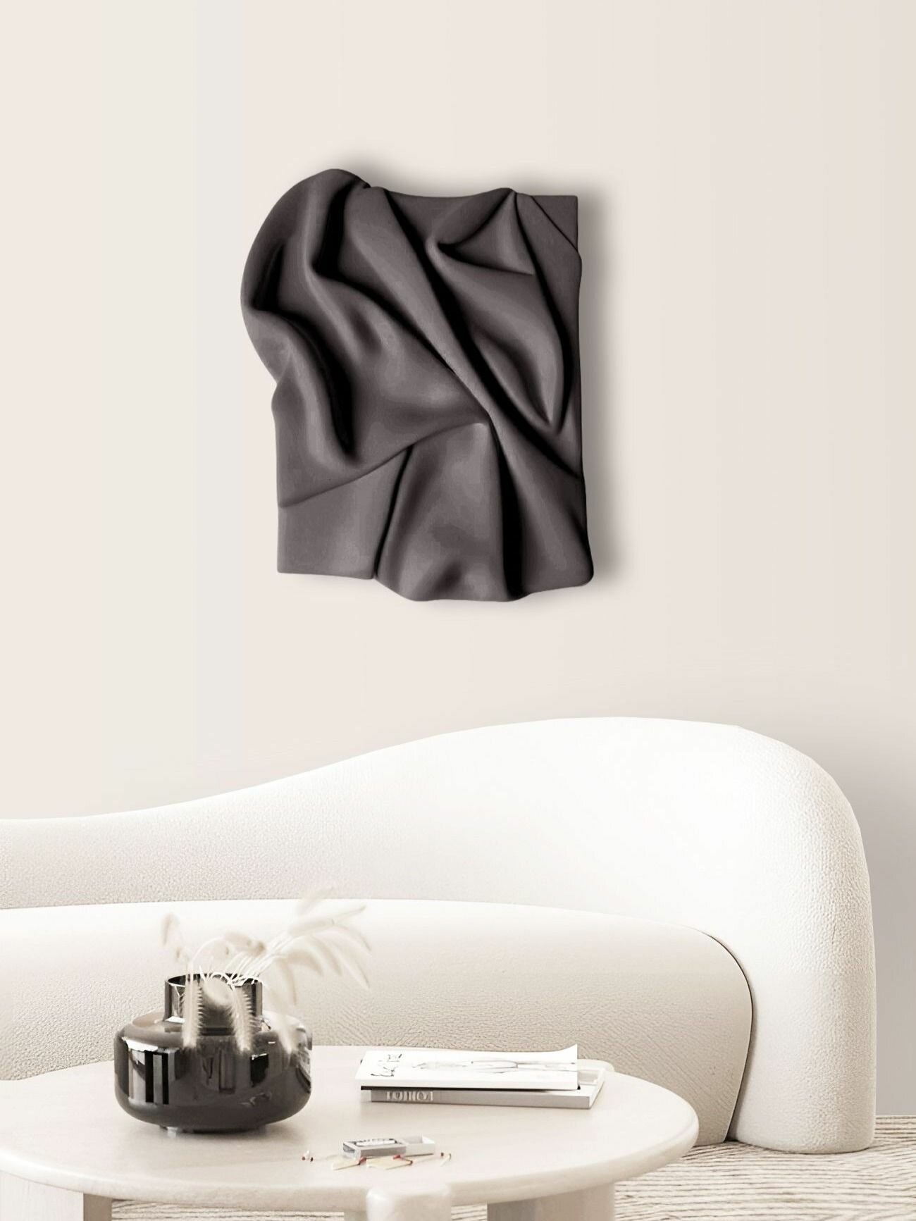 Гипсовое панно интерьерное на стену ручной работы для декора дома 47x38 см