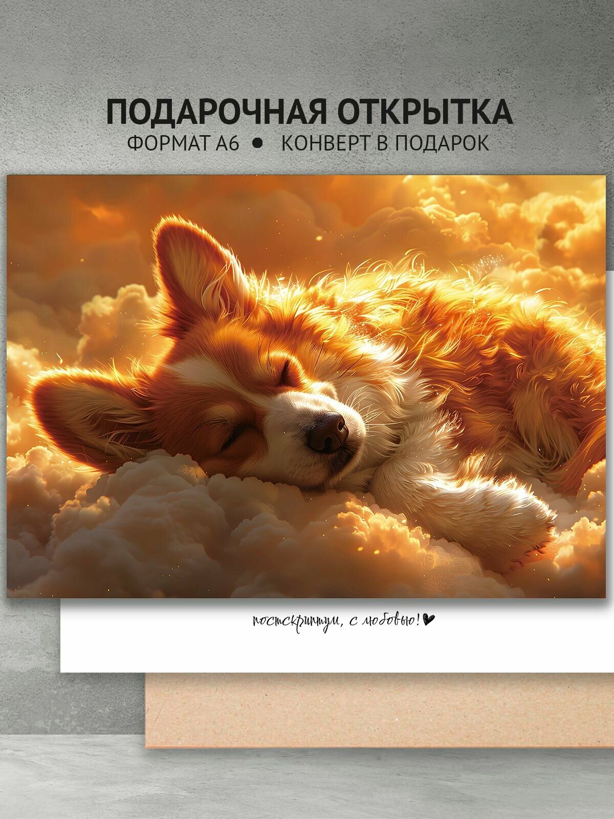 Подарочная открытка с изображением собаки с днем рождения, с юбилеем, без повода