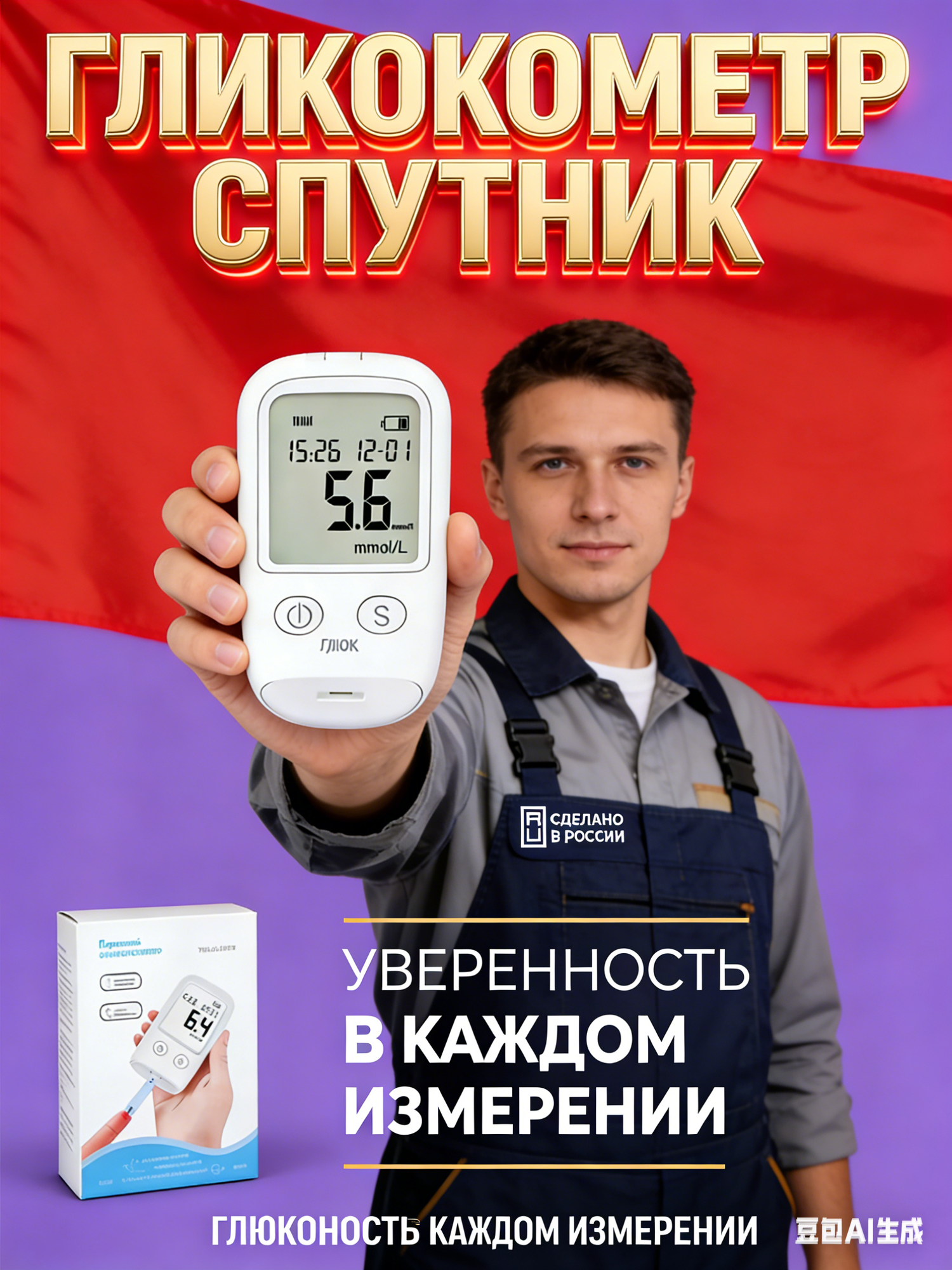 Набор мониторов уровня глюкозы в крови с тест-полосками x 25и ланцетами x 25