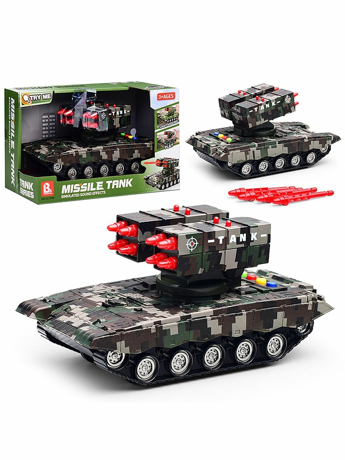 Игрушка "Танк" на батарейках, свет и звук (58069B)