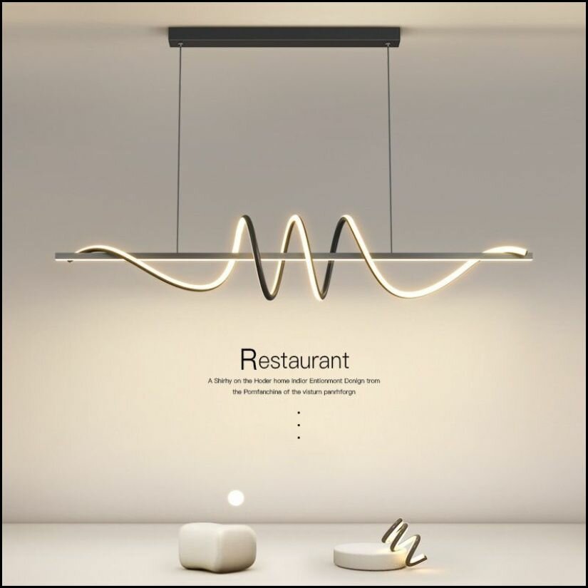 Эксклюзивная люстра в виде удлиненной спирали для обеденной зоны современный минимализм