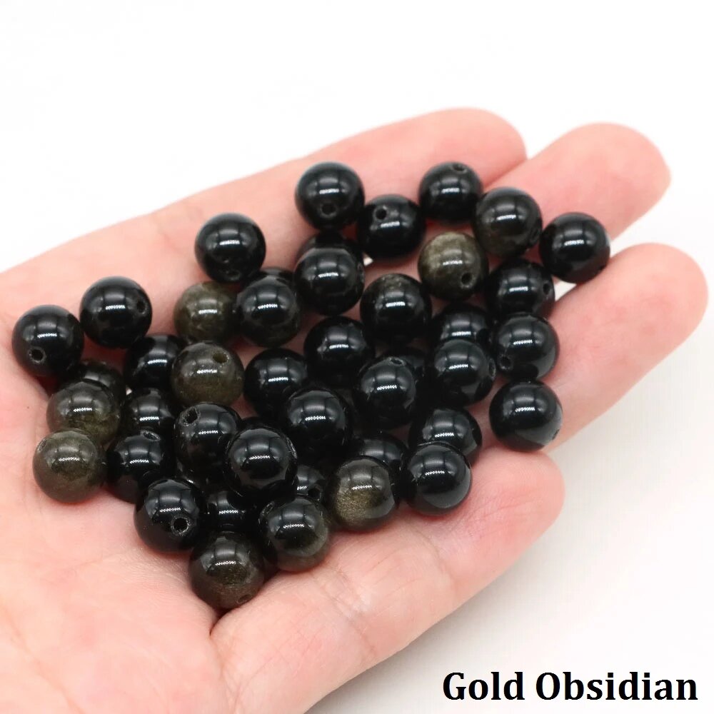 Бусины из вулканической лавы 4 6 8 10 мм 8mm-45-46pcs, Gold Obsidian