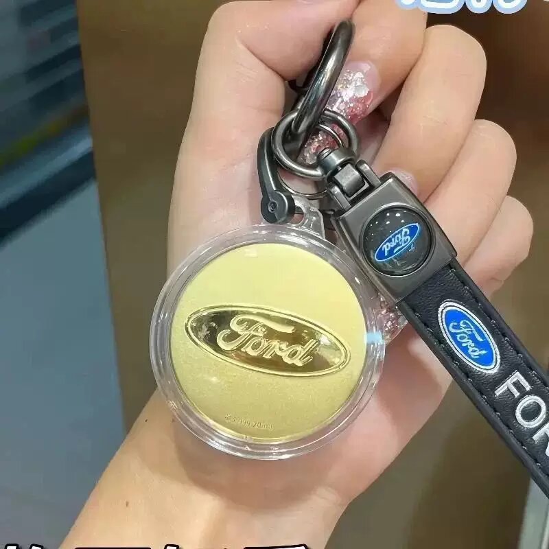 Премиум имитация золотой фольги брелок с логотипом Ford — прочное металлическое кольцо для ключей автомобиля, подарок