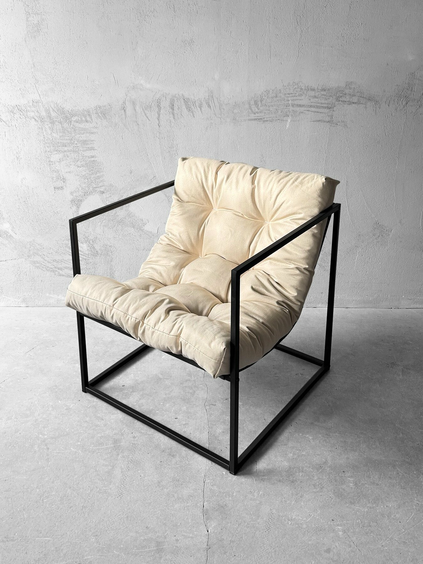 Кресло в стиле лофт, Лофтовик + бежевый рогожка