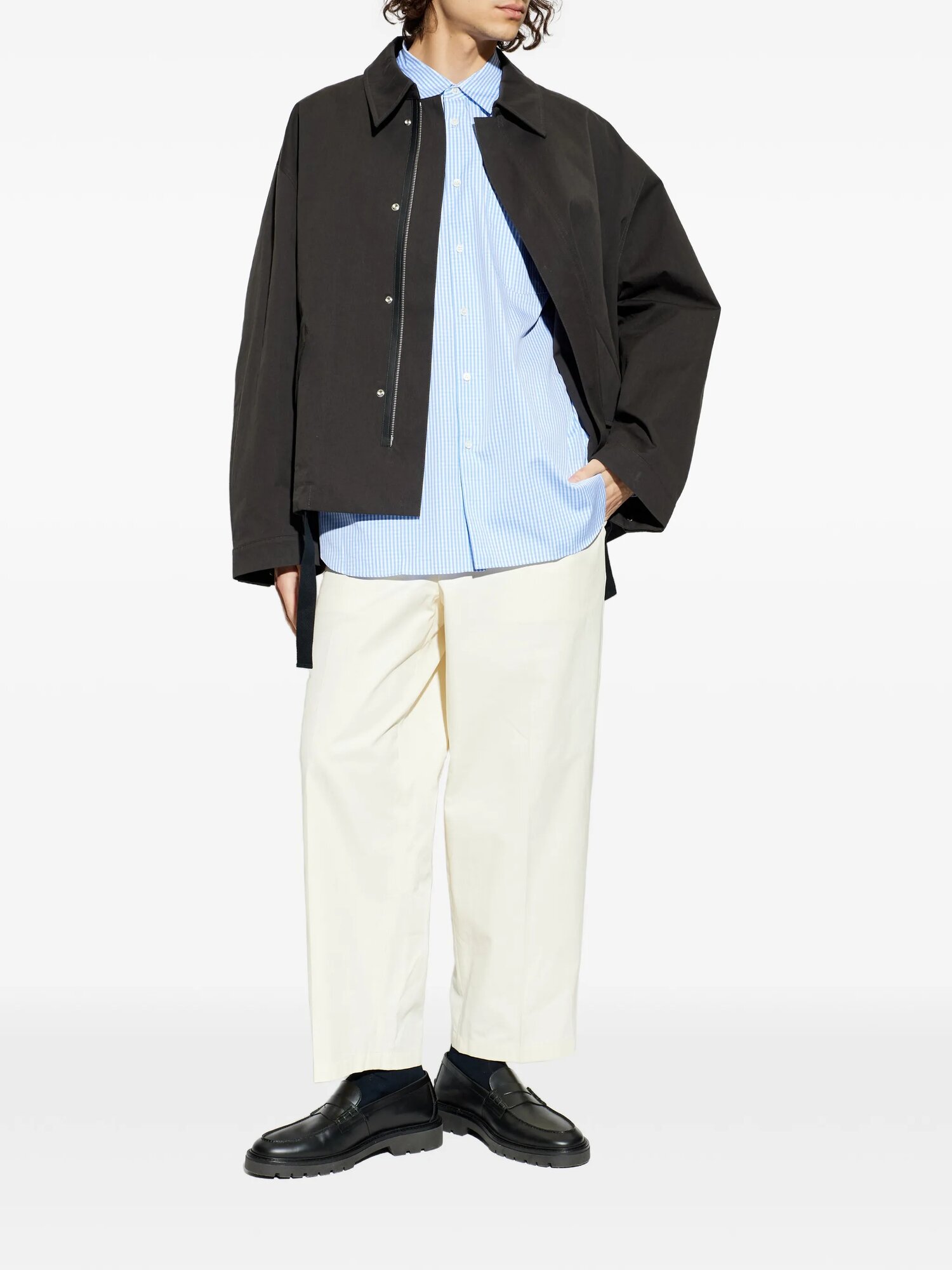 Рубашка Comme des Garcons SHIRT Striped-pattern pocket shirt, размер M, blue — фото 1