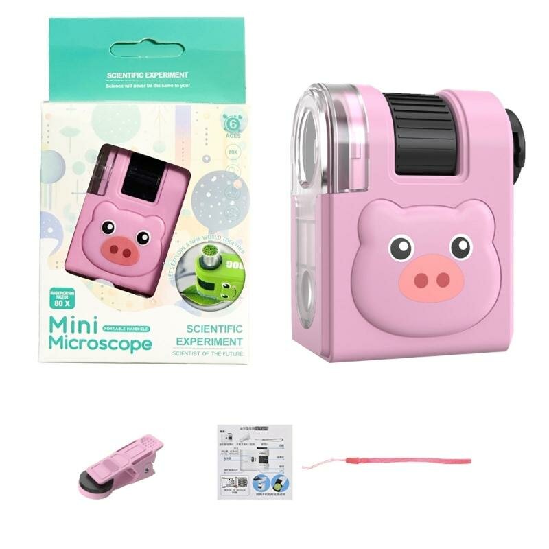 Флуоресцентный портативный микроскоп, держатель мобильного телефона - поросенок