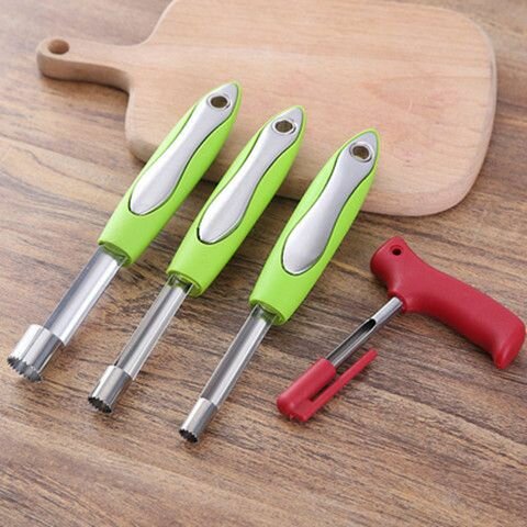 4-предметный набор инструментов для очистки и удаления косточек из красных фиников и боярышек, удалитель сердцевины из нержавеющей стали