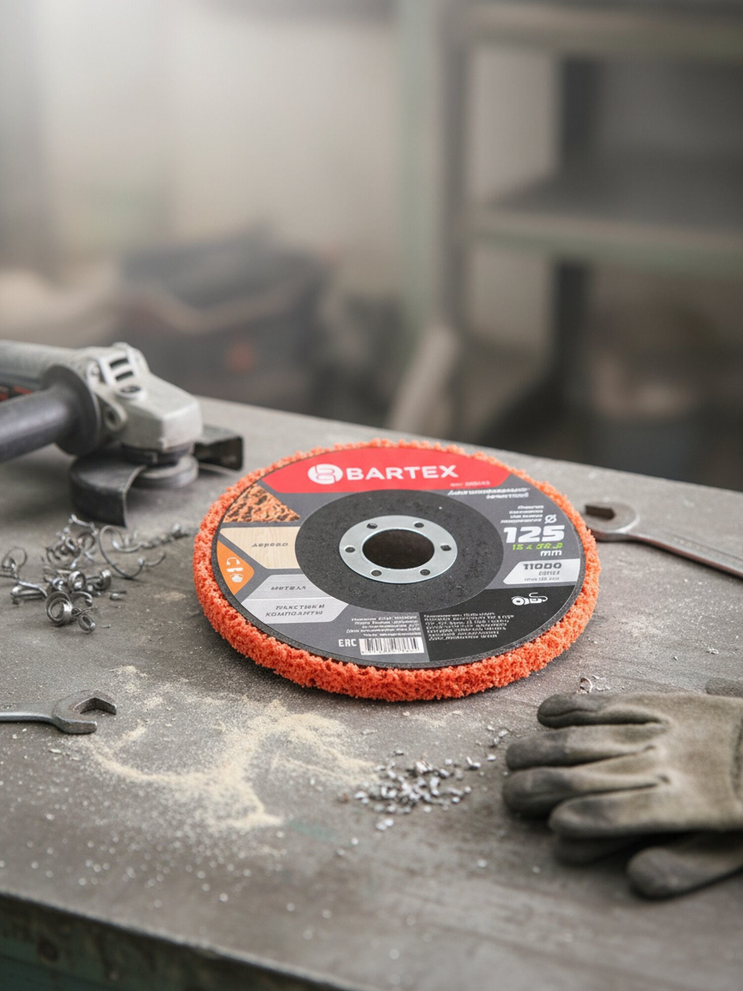 Диск шлифовальный коралловый Bartex 125 мм для УШМ, зачистной круг по металлу и дереву от ржавчины и краски R010