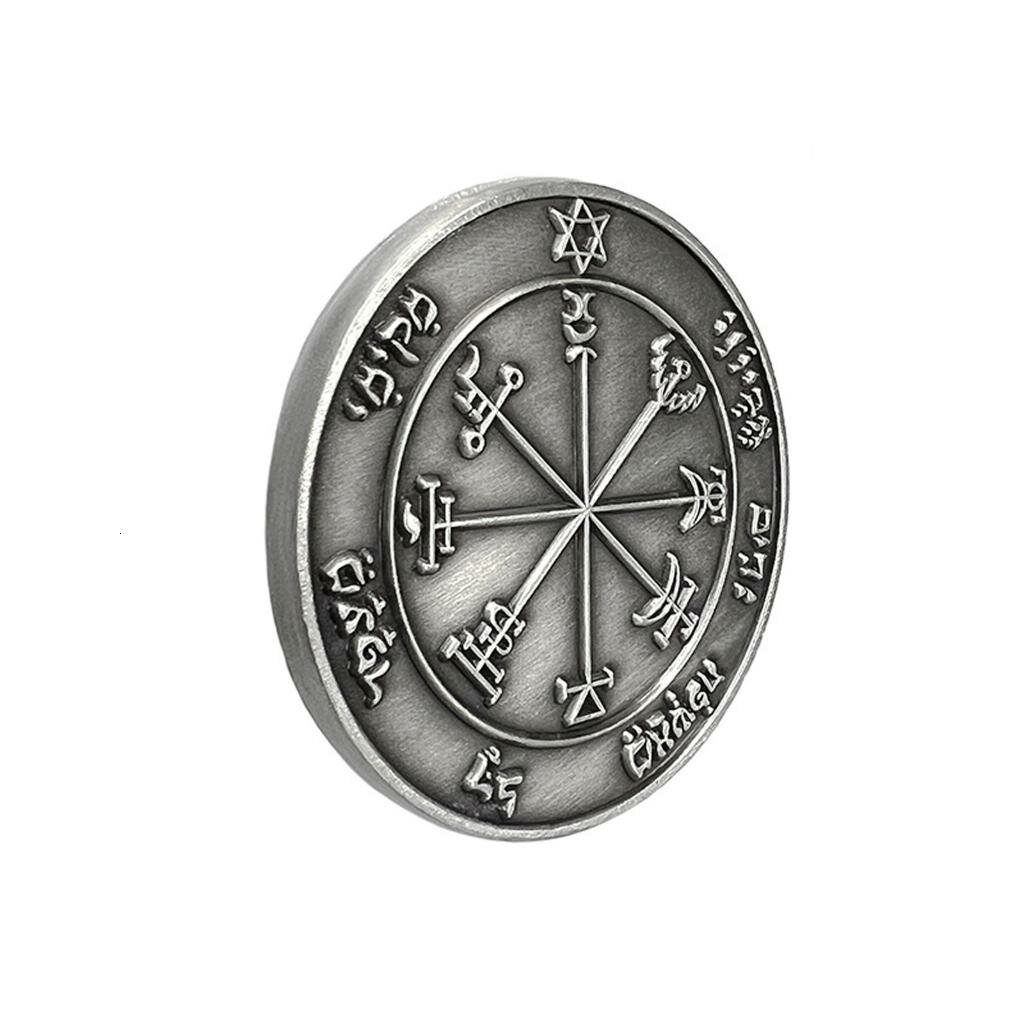 Сплавы античных стилей Монета с печатью царя Соломона Юпитера для медитаций Духовной защиты и привлечения богатства