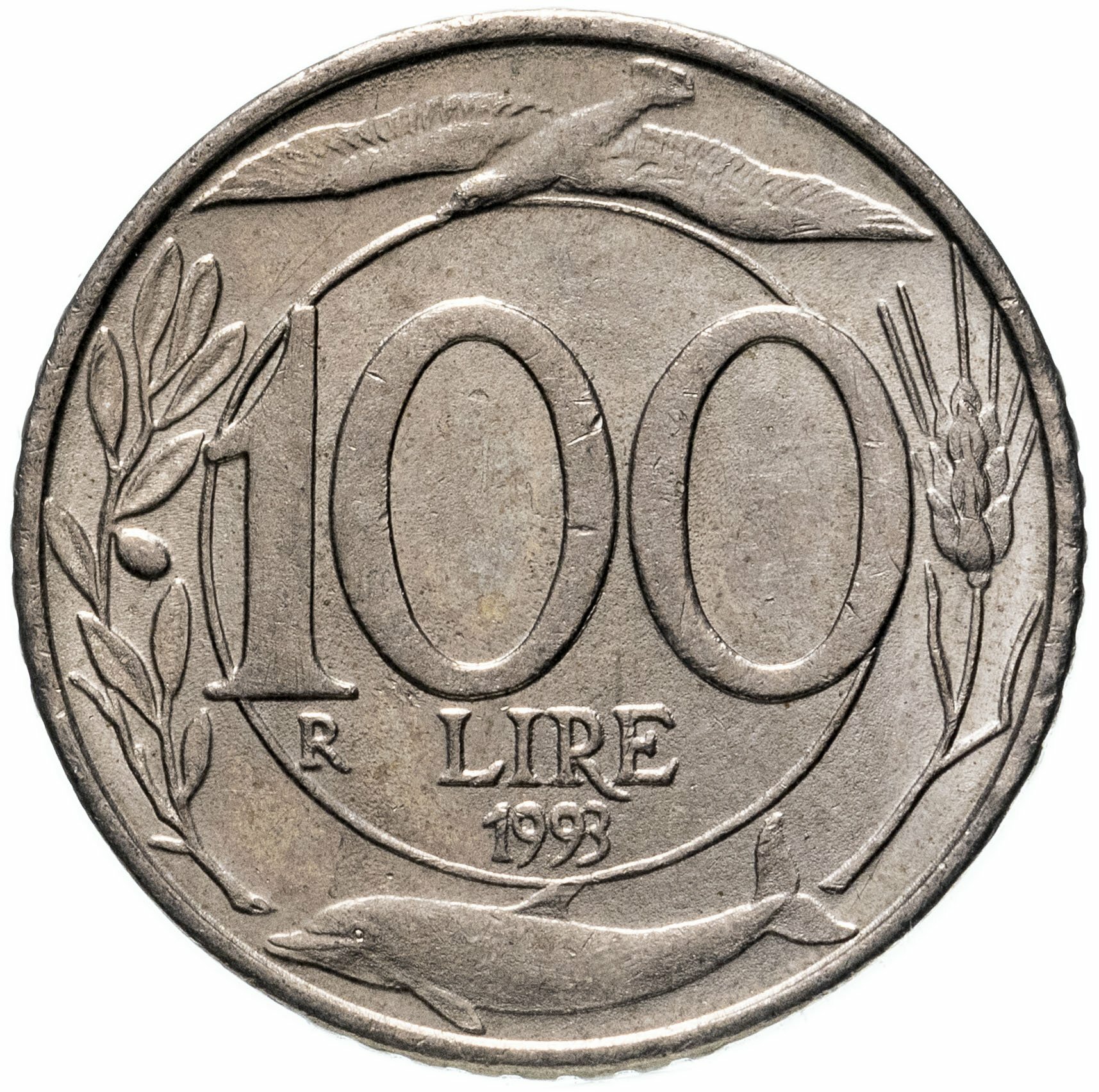 Италия 100 лир 1993-2001, Мельхиор медь-никель, в сохранности XF
