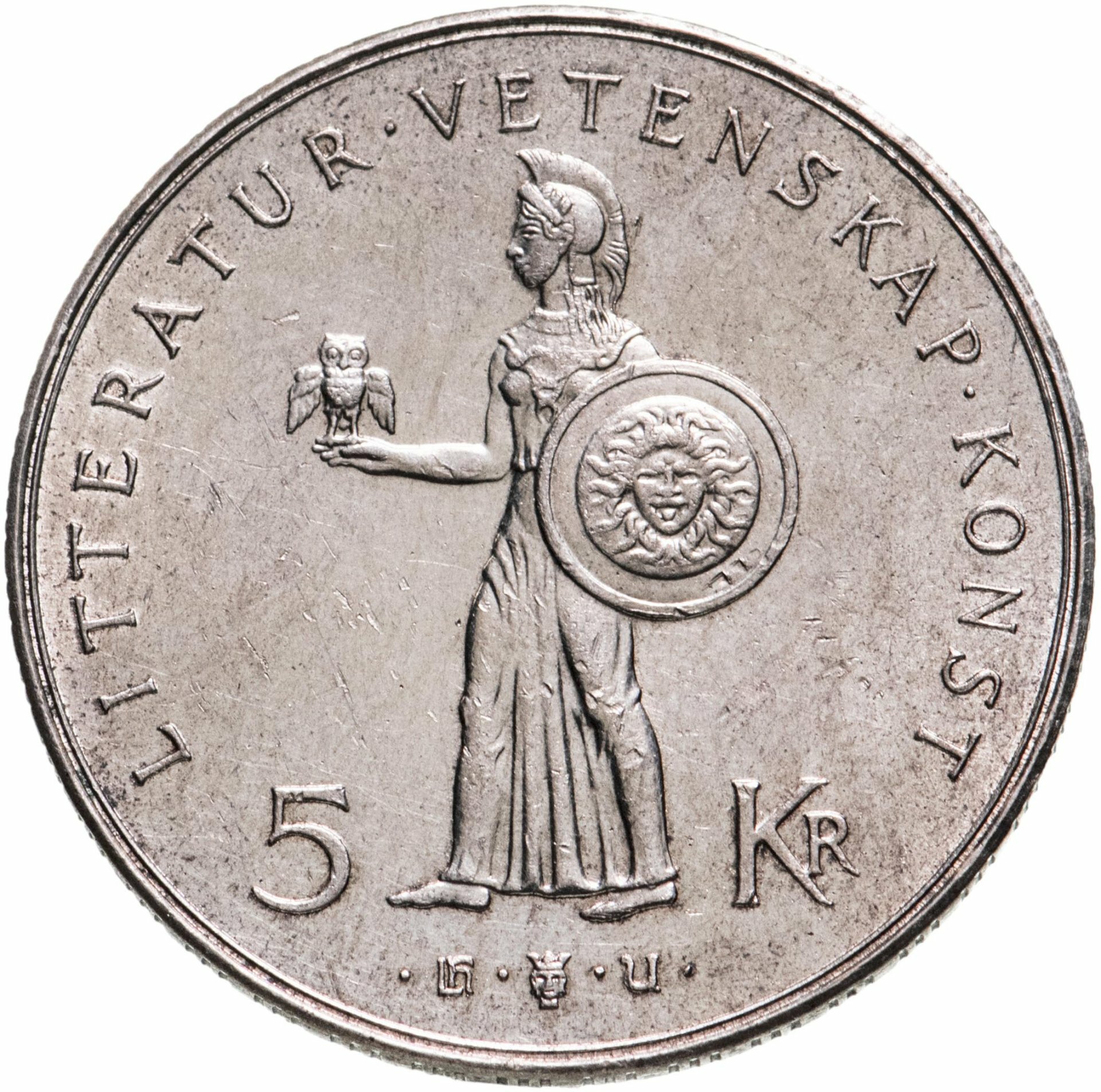 Швеция 5 крон 1962 "80 лет со дня рождения Густава VI Адольфа", Серебро 400, в сохранности XF-AU