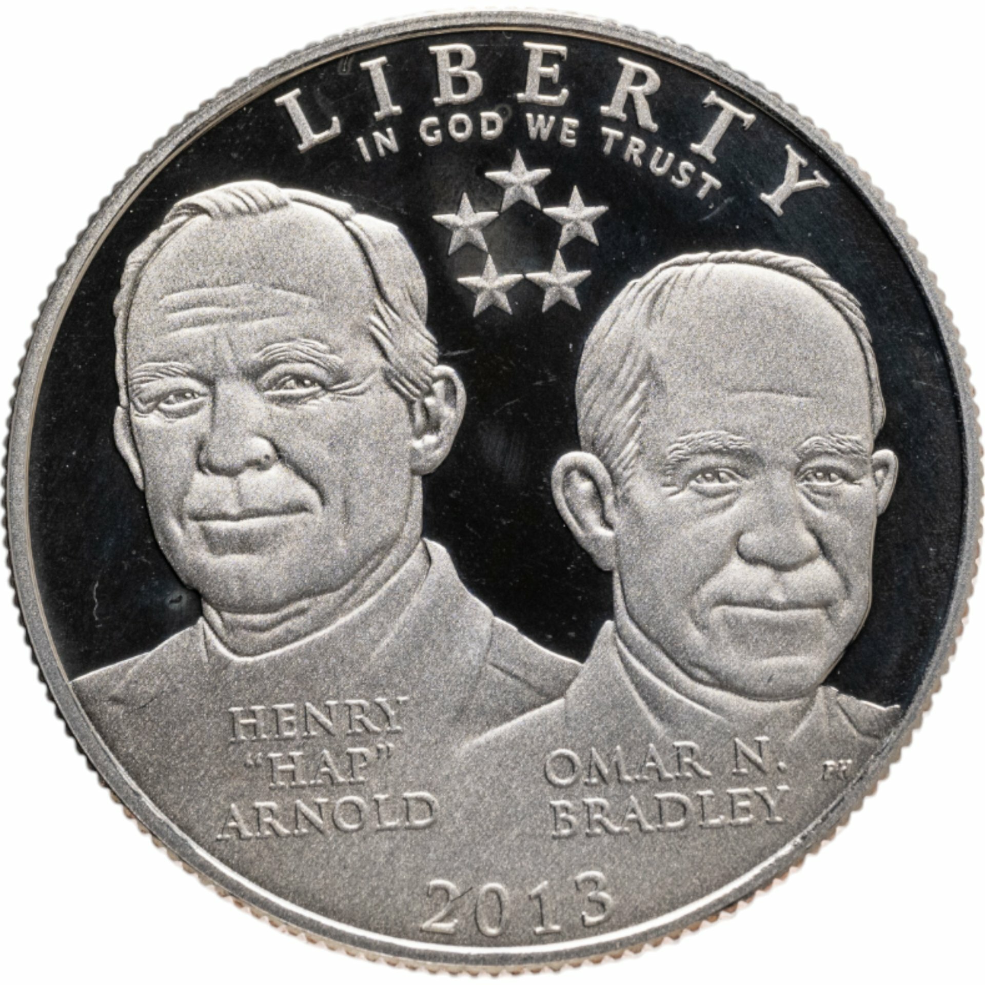 США 1/2 доллара dollars 2013 "5-звездочные генералы армии США", Мельхиор медь-никель, в сохранности Proof