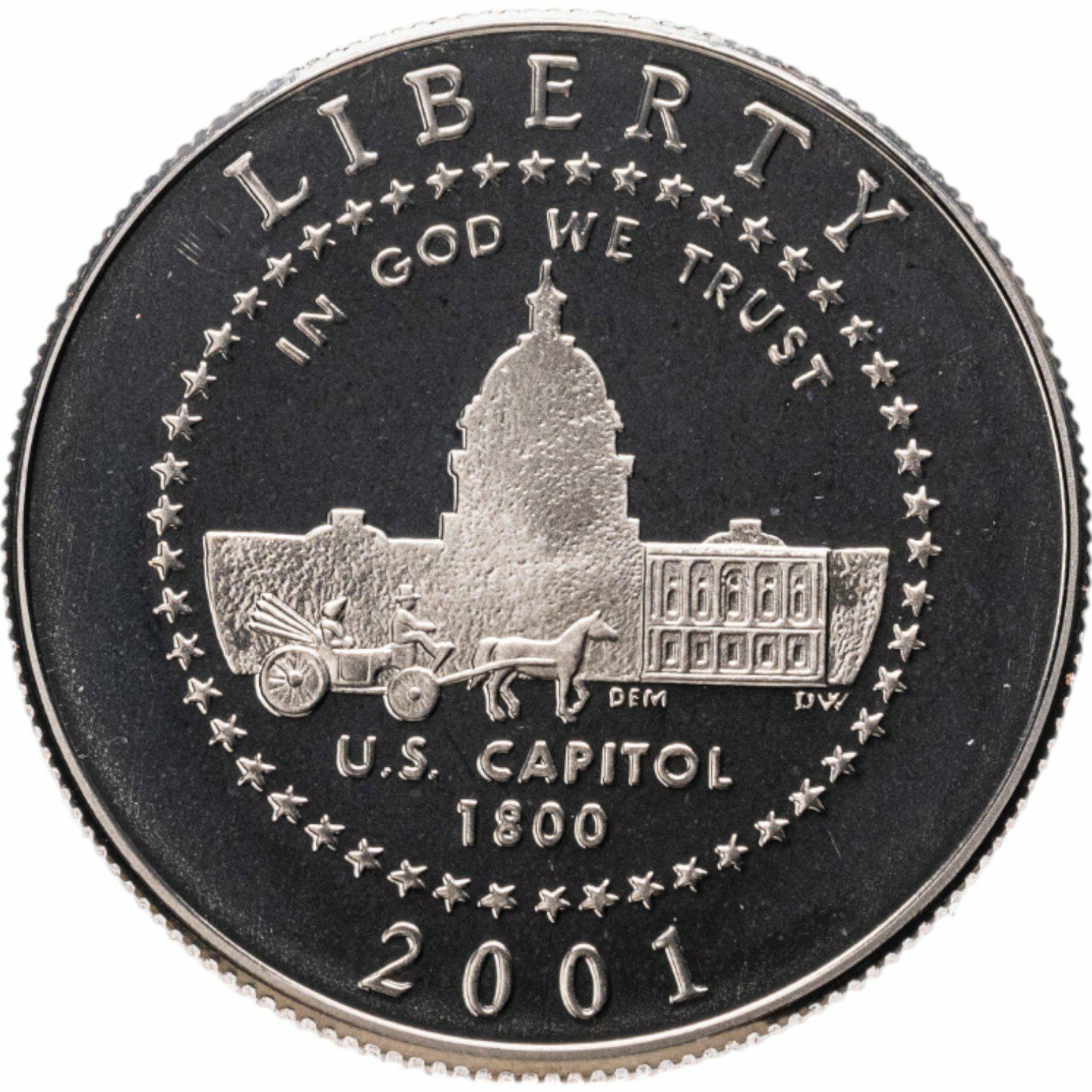 США 1/2 доллара dollars 2001 "Центр посетителей капитолия США", Мельхиор медь-никель, в сохранности UNC
