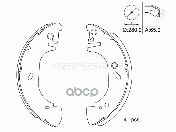 Колодки тормозные барабанные JAC Sunray 12- / Sollers Atlant 22- SAT ST280282 Sat арт. ST280282