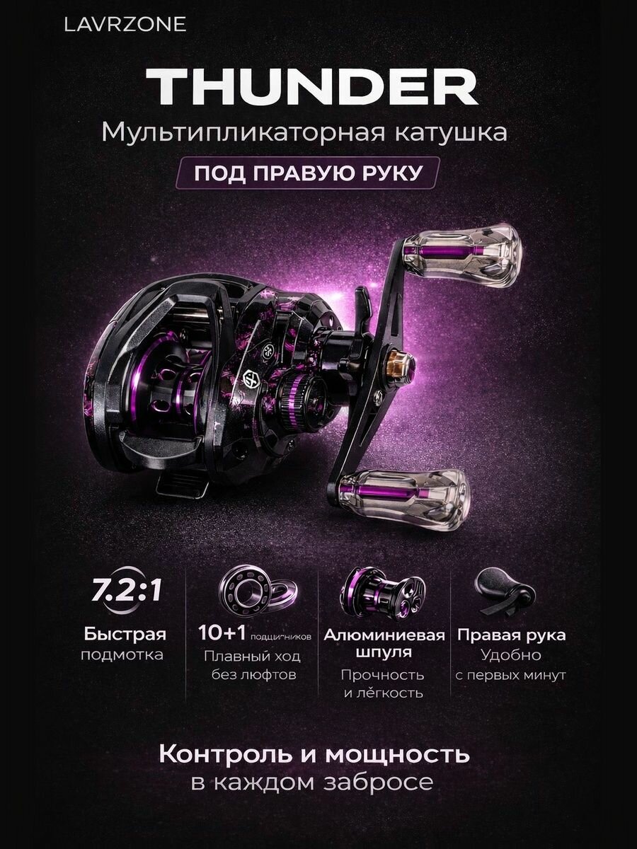 FY200-2 Катушка для рыбалки мультипликаторная Thunder, кастинговая катушка под правую руку, 10+1 подшипник, для летней рыбалки