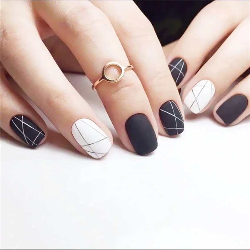 24 шт, акрил, французские накладные ногти PDJ022-Fake nails