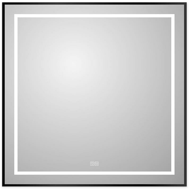 Зеркало BelBagno Kraft 80 SPC-KRAFT-800-800-LED-TCH-WARM-NERO с подсветкой Черное с сенсорным выключателем и подогревом
