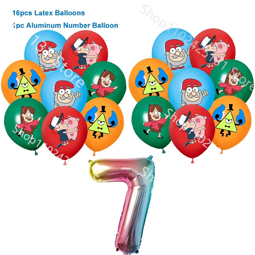 Гравити Фолз, украшения для вечеринки в честь Дня Рождения, воздушные шары, фон, баннер, топпер для кекса, подарок для детского душа, забавные товары для вечеринок