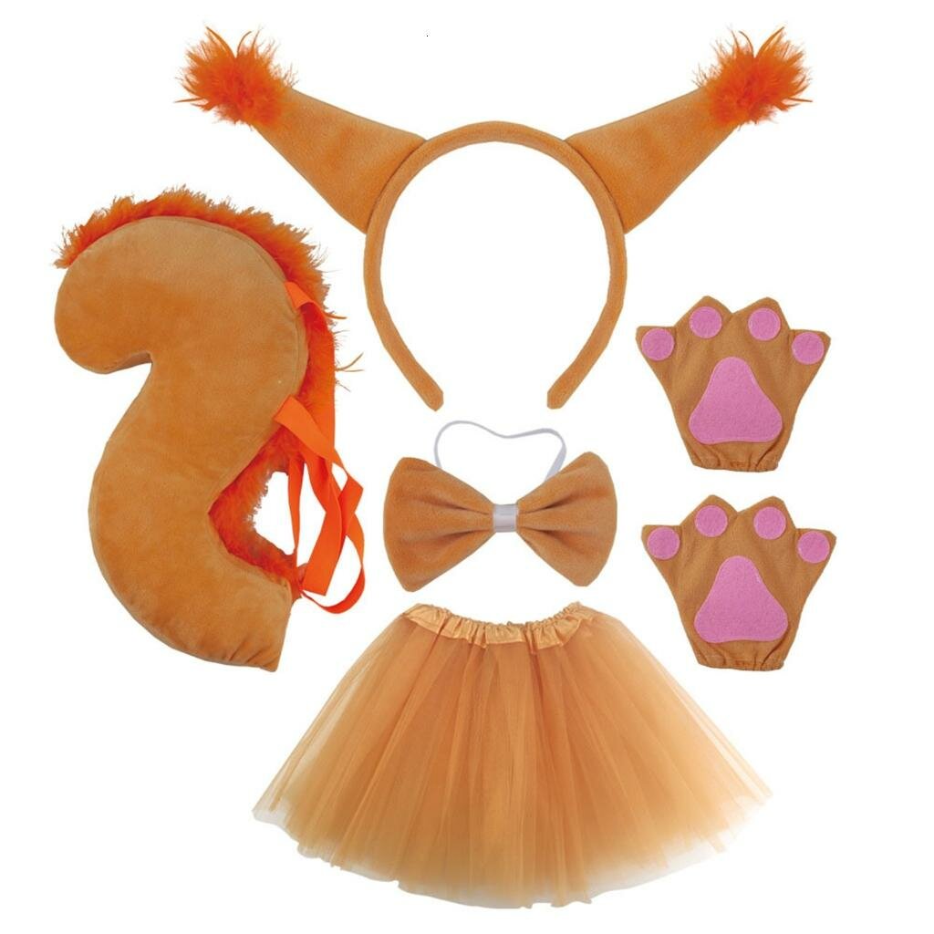 Женский головной убор в форме ушей и хвоста белки, Желтый набор D