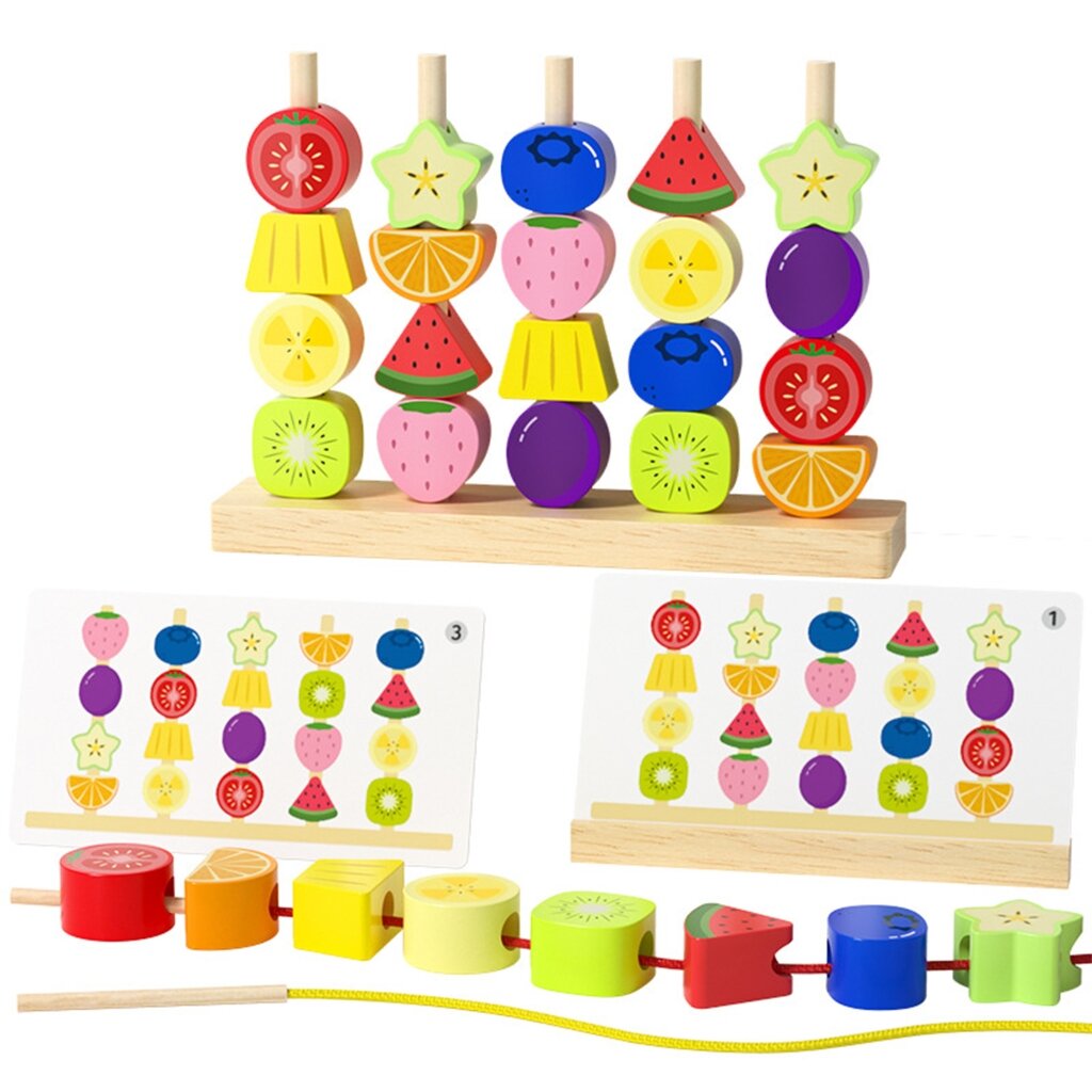 Деревянная Игрушка Для Продевания Нитей Из Бисера Для Детей, Тренирующих Логику И Мелкую Моторику