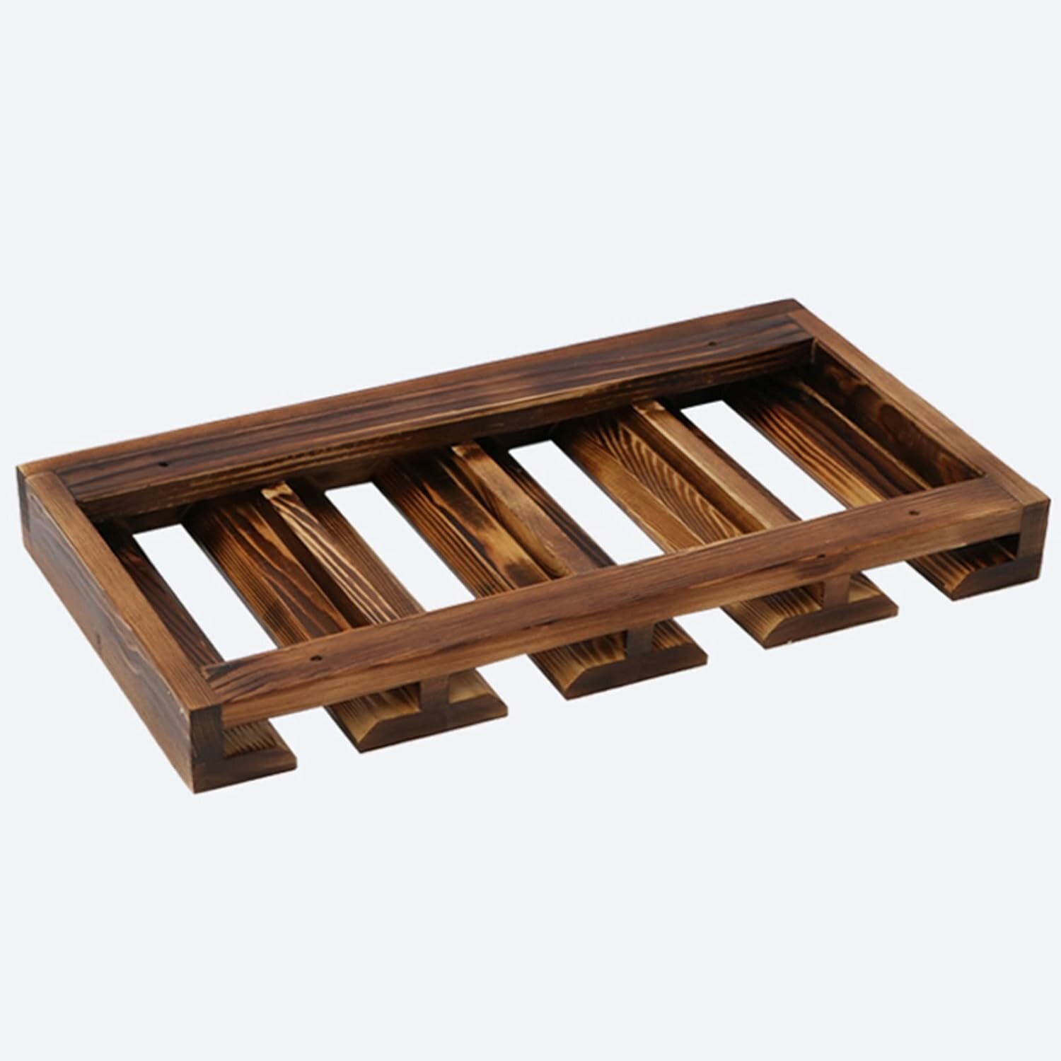 Универсальный деревянный Рейлинг-Держатель для бокалов "Полка Вин", 5 направляющих (58 х 25 х 5), Покраска Морилка Дуб