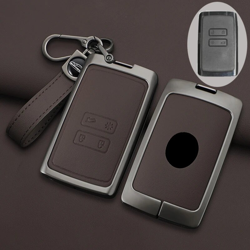 Для Renault Captur Koleos Kadjar Zoe Arkana Espace Clio Megane Grand Scenic Sandero Dacia Duster Card чехол для ключа автомобиля из цинкового сплава Brown 1 PC