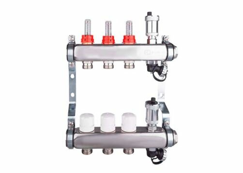 Коллектор регулируемый для теплого пола AQUALINK,1"х3/4" EK (3 выхода)