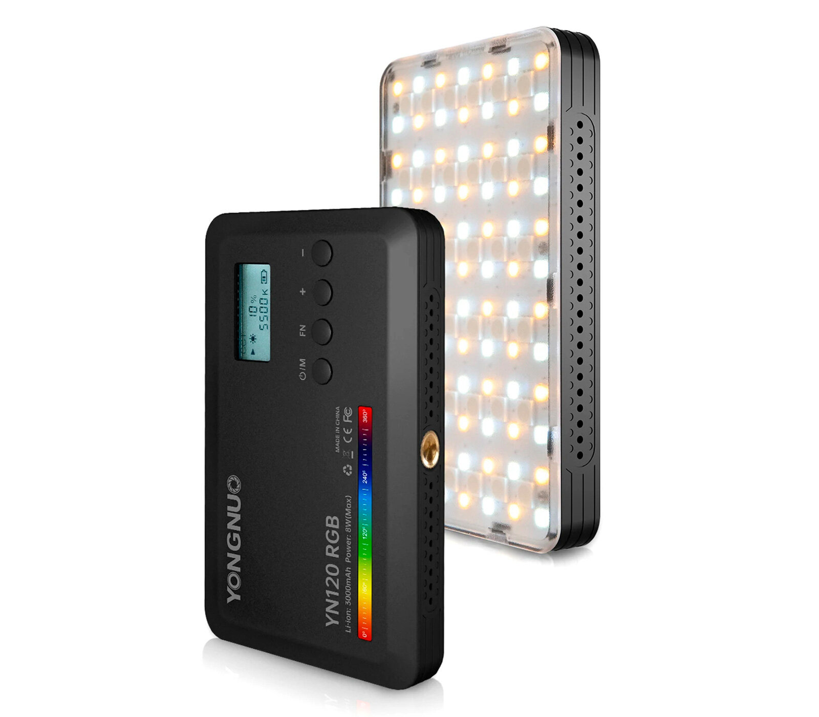 Осветитель Yongnuo YN120 RGB, 2500-9000К, 8 Вт, 3000mAh, силиконовый рассеиватель