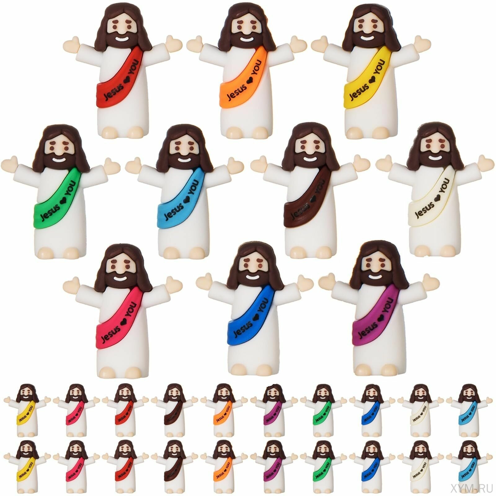 Тридцать миниатюрных резиновых фигурок "Маленький Иисус" с оригинальным дизайном "Иисус любит тебя" игрушки для игры и скрытия, религиозные