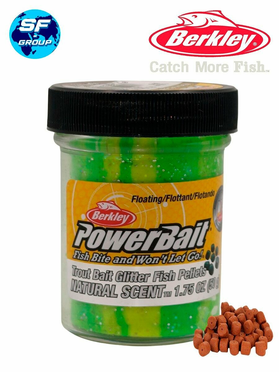 Паста Berkley PowerBait Natural Scent Trout Pellet пеллетс Fl. Green Yellow 50g