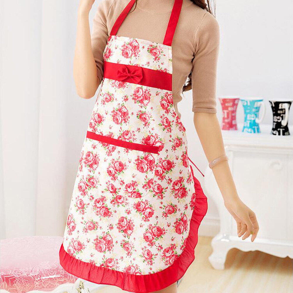1-Pack Фарфоровый Бабочковый Велветовый Твилльный Фартук с Лентой и Бабочкой, Цветочные Узоры, с 2 Карманами, Женский Домашний Уборочный Фартук, Кухонный Фартук для Повара, Кулинария, Кухня, Барбекю, Выпечка, Подарки, Размер 76*67см, Материал: