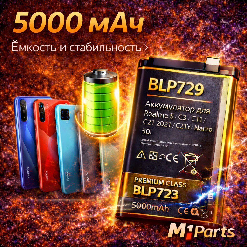 Аккумулятор для Realme 5/C3/C11/C21/C11 2021/C21Y/Narzo 50i (BLP729) premium class