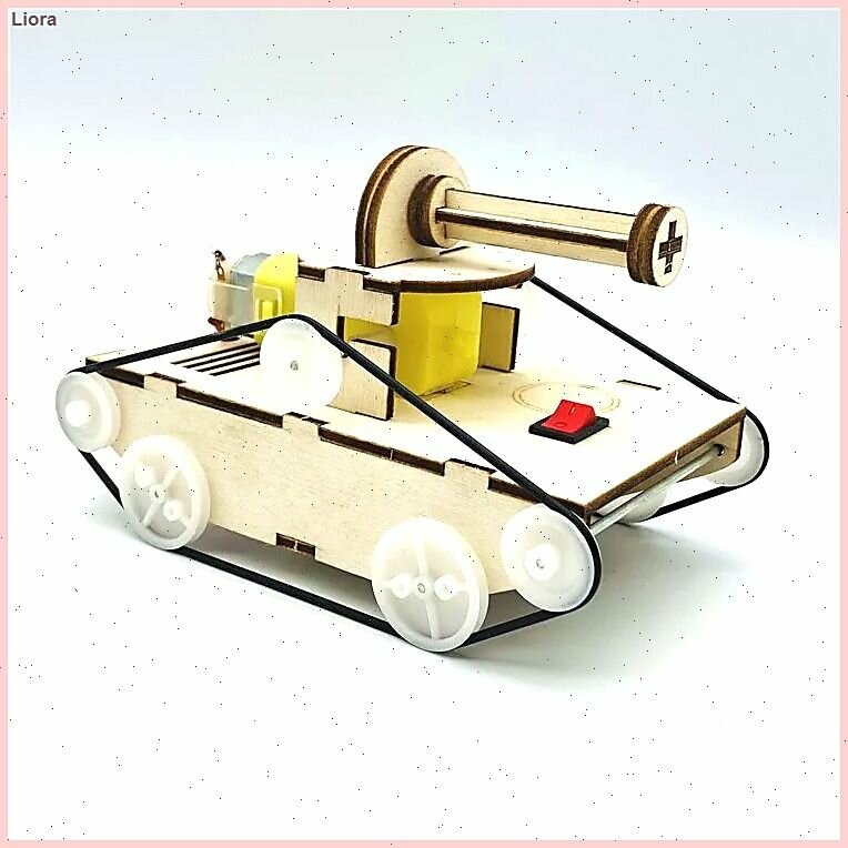 Конструктор электронный деревянный для детей "танк", занимательная физика.