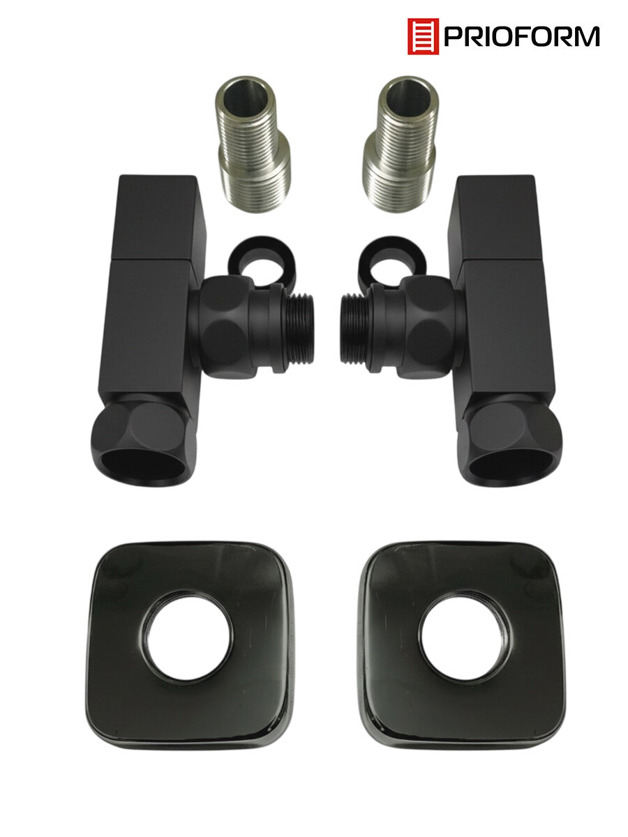 Комплект вентилей угловых Quadro 1/2*3/4 черный