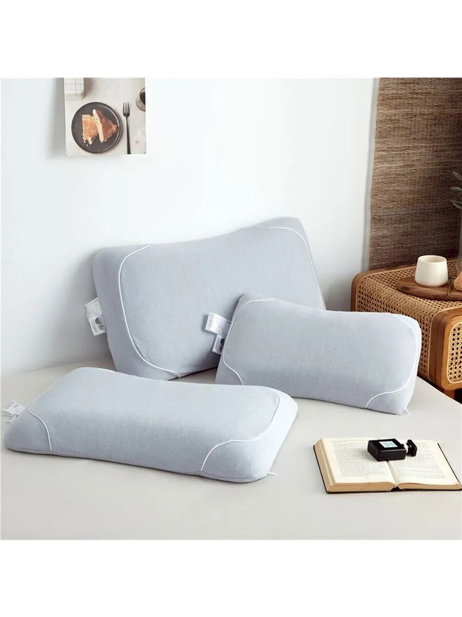 Подушка ортопедическая (40x60x8 см, серо-голубая)