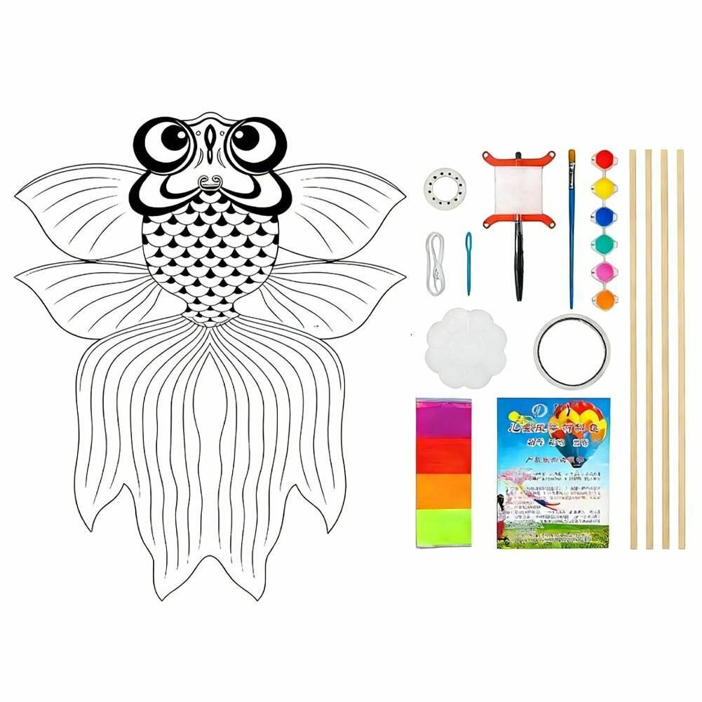 Детский воздушный змей-раскраска с леской и фломастерами, летающая игрушка для игр на свежем воздухе,