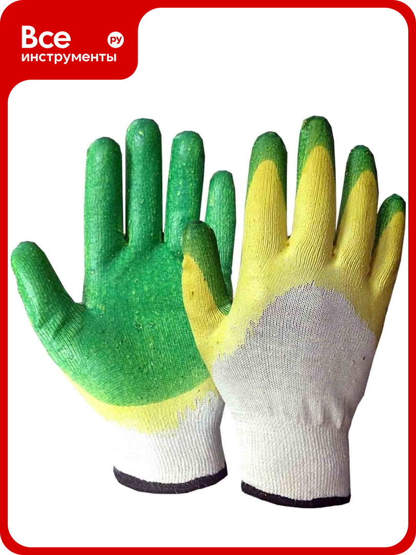 Трикотажные перчатки с 2-м латексным обливом Парников зеленые 4603302937362