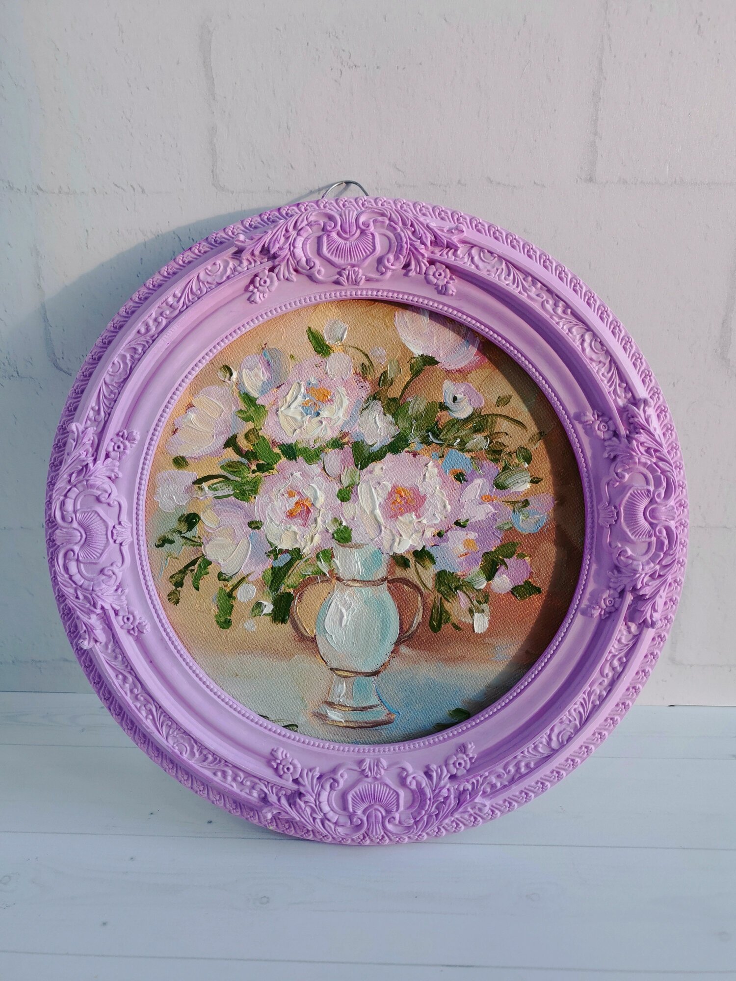 Картина маслом БрусникаАрт круглая Цветы